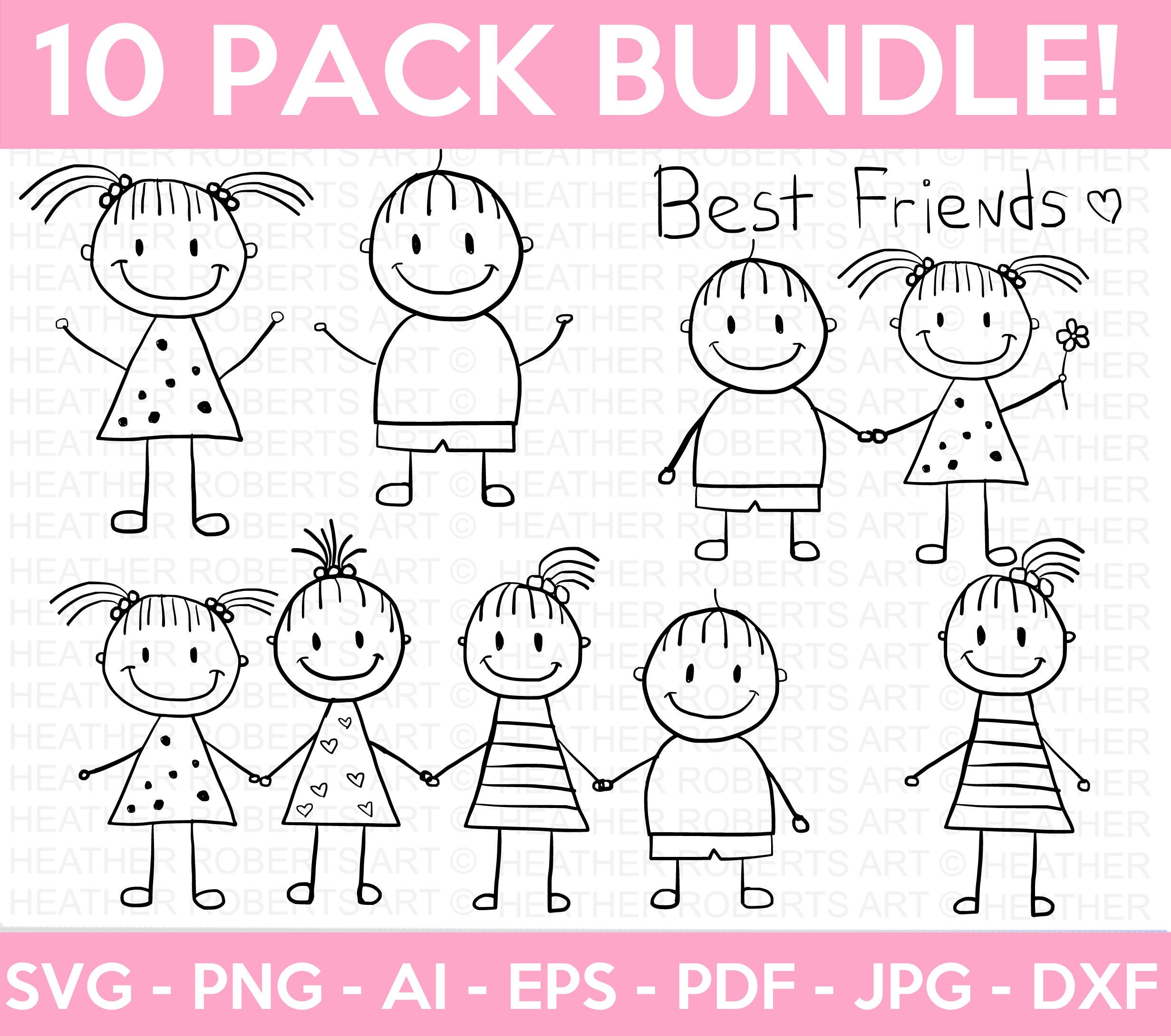 10 PACK Stick Figures SVG Bundle , Stick Boy Clipart , Stick - Inspire ...