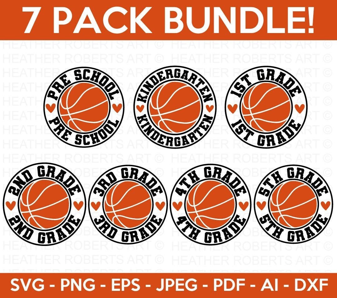Back to School SVG Bundle, Basketball SVG, Grade Level Vibes | Inspire ...