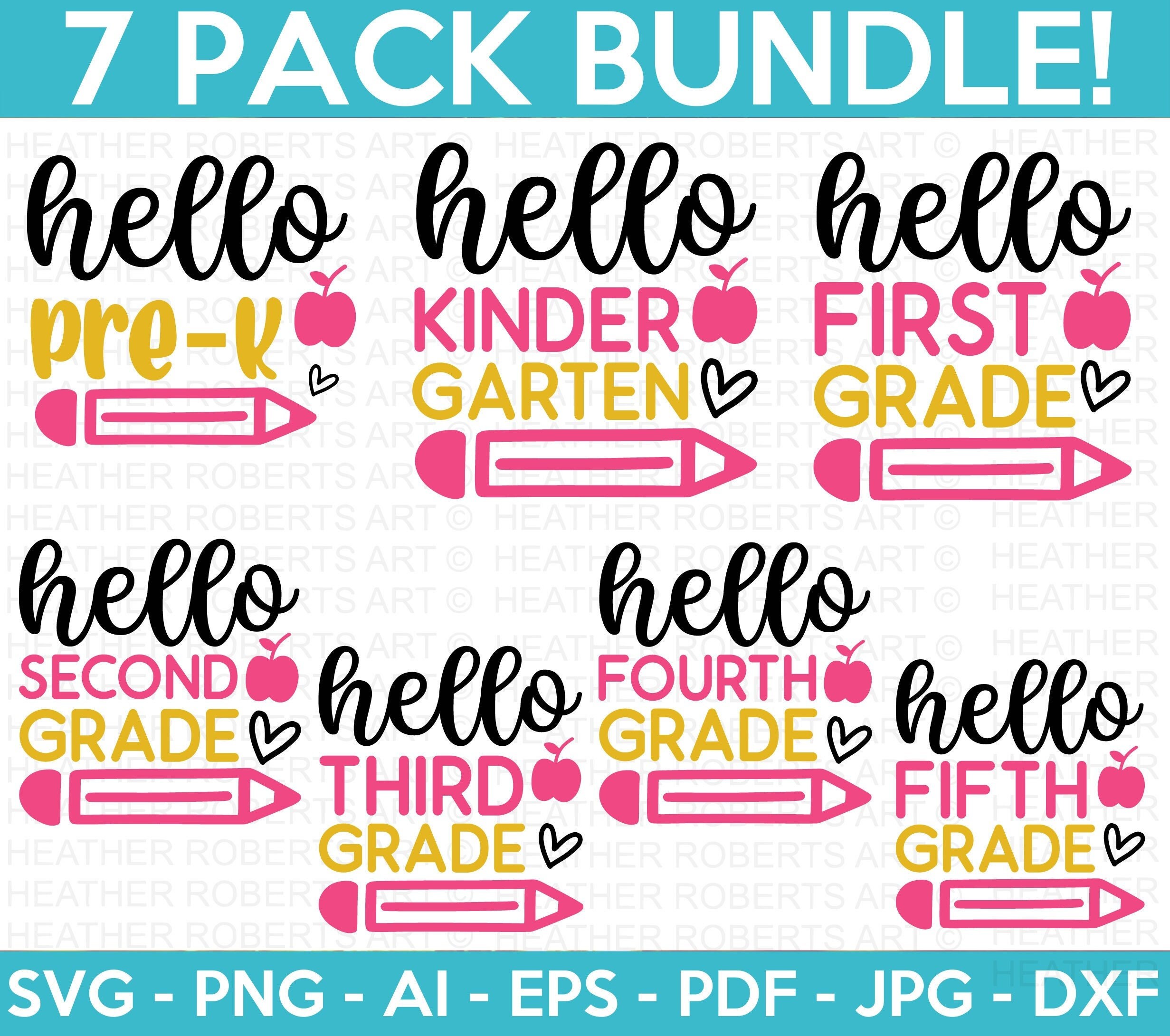 Back to School SVG Bundle, Hello School SVG, Grade Level Vib | Inspire ...