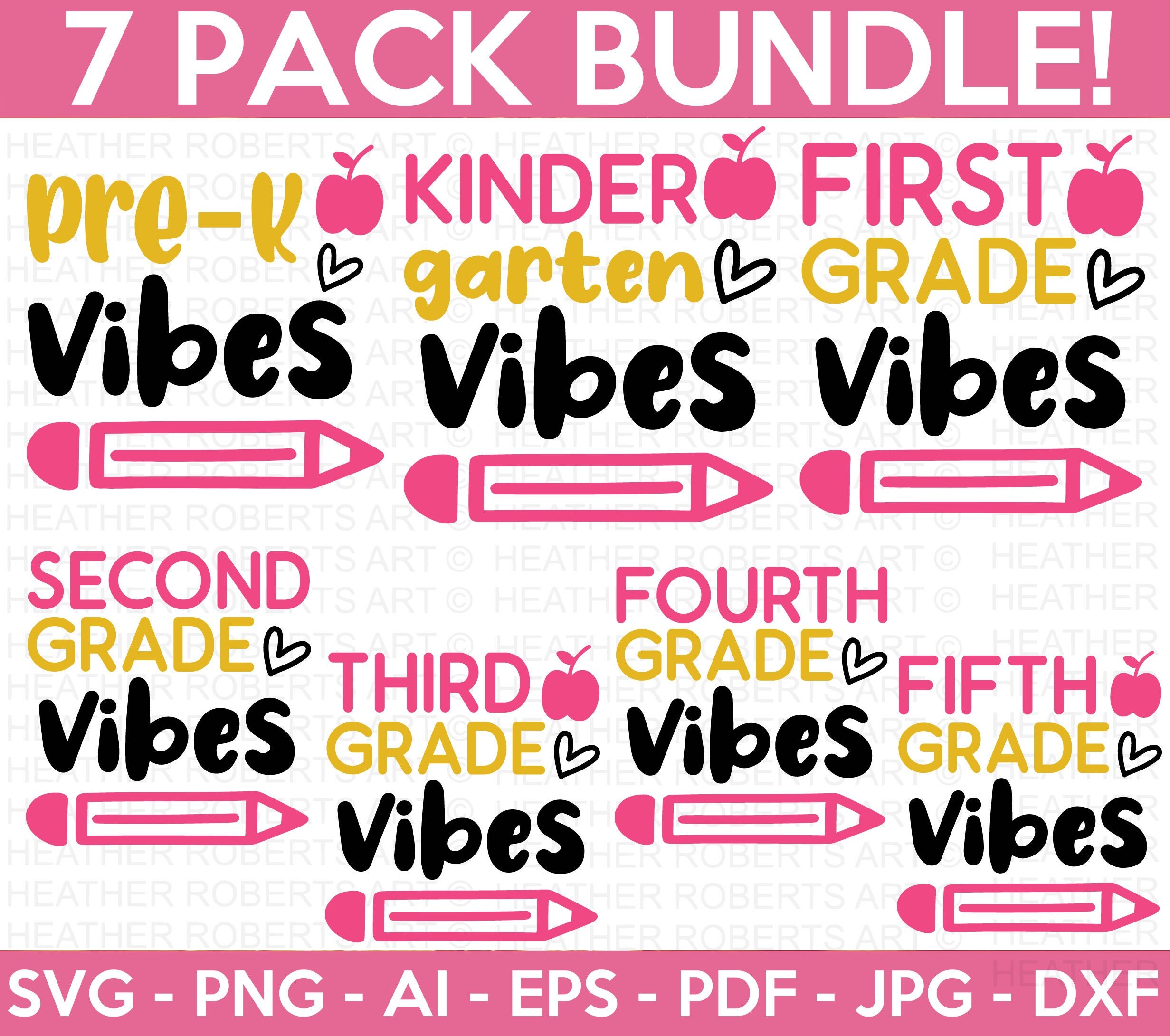 Back to School SVG Bundle, Hello School SVG, Grade Level Vib | Inspire ...