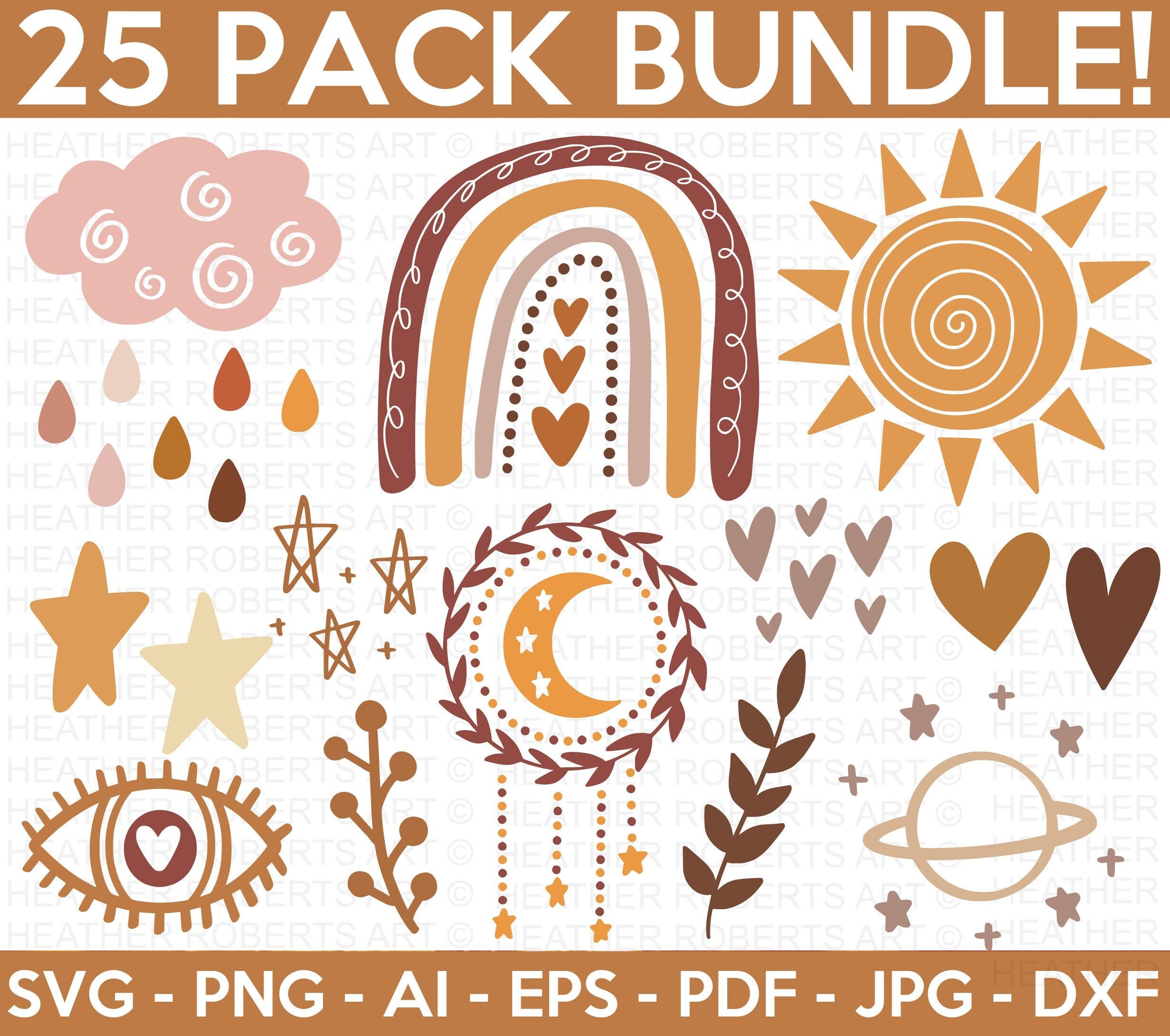 Boho SVG Bundle, Boho Clipart SVG Bundle, Modern Design SVG, - Inspire ...