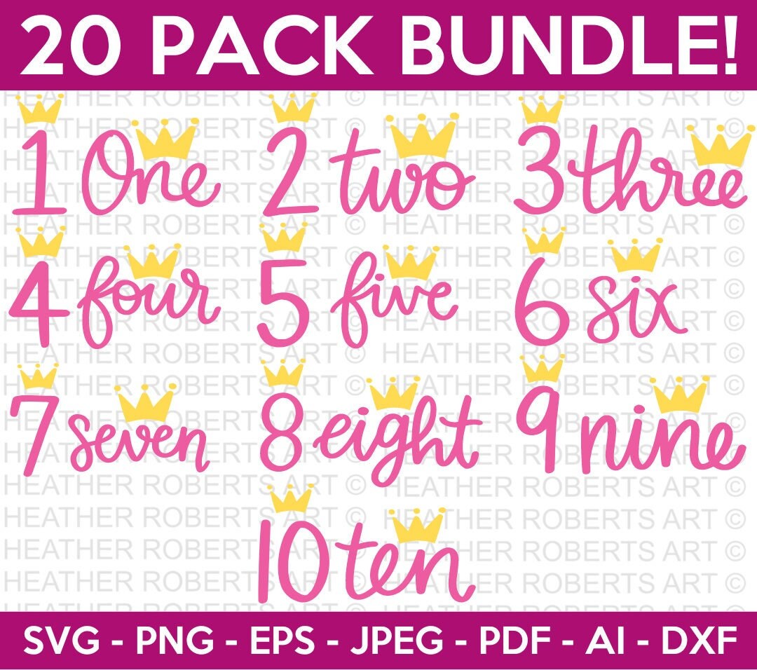 Crown Numbers SVG Bundle, Crown Svg. Numbers Svg, Princess S | Inspire ...