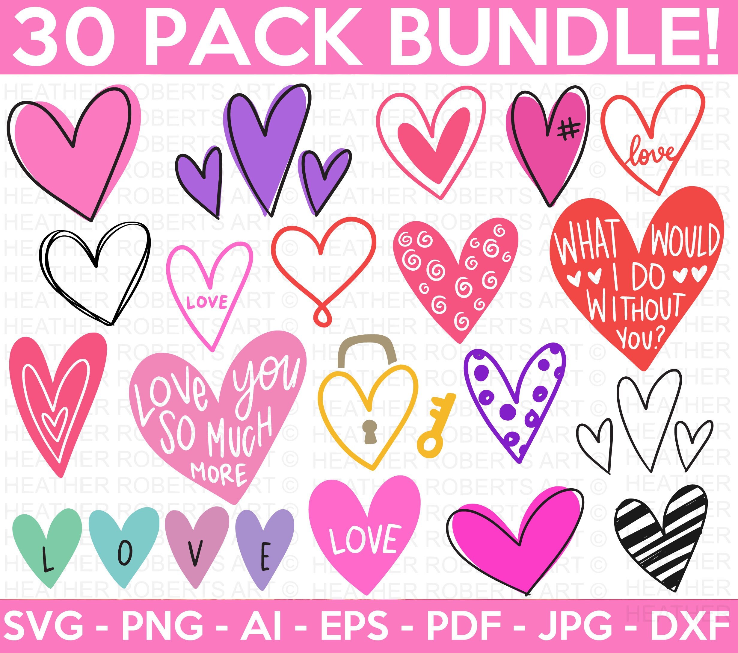 Doodle Heart SVG Bundle, Heart SVG Bundle, Sketch, Hand,draw | Inspire ...