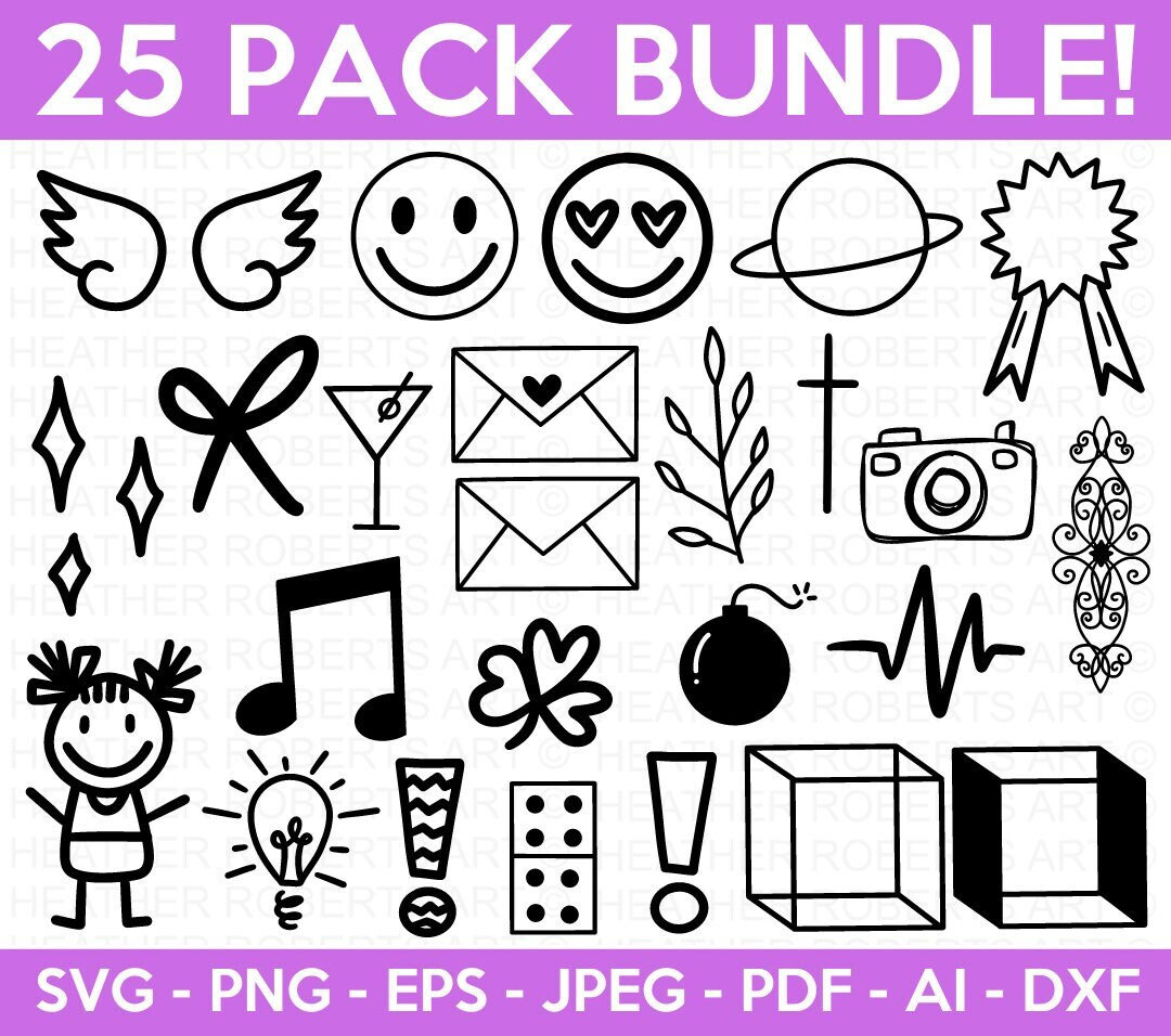 Doodle SVG Bundle, Wings SVG, Emoji Svg, Camera svg, Cube sv - Inspire ...