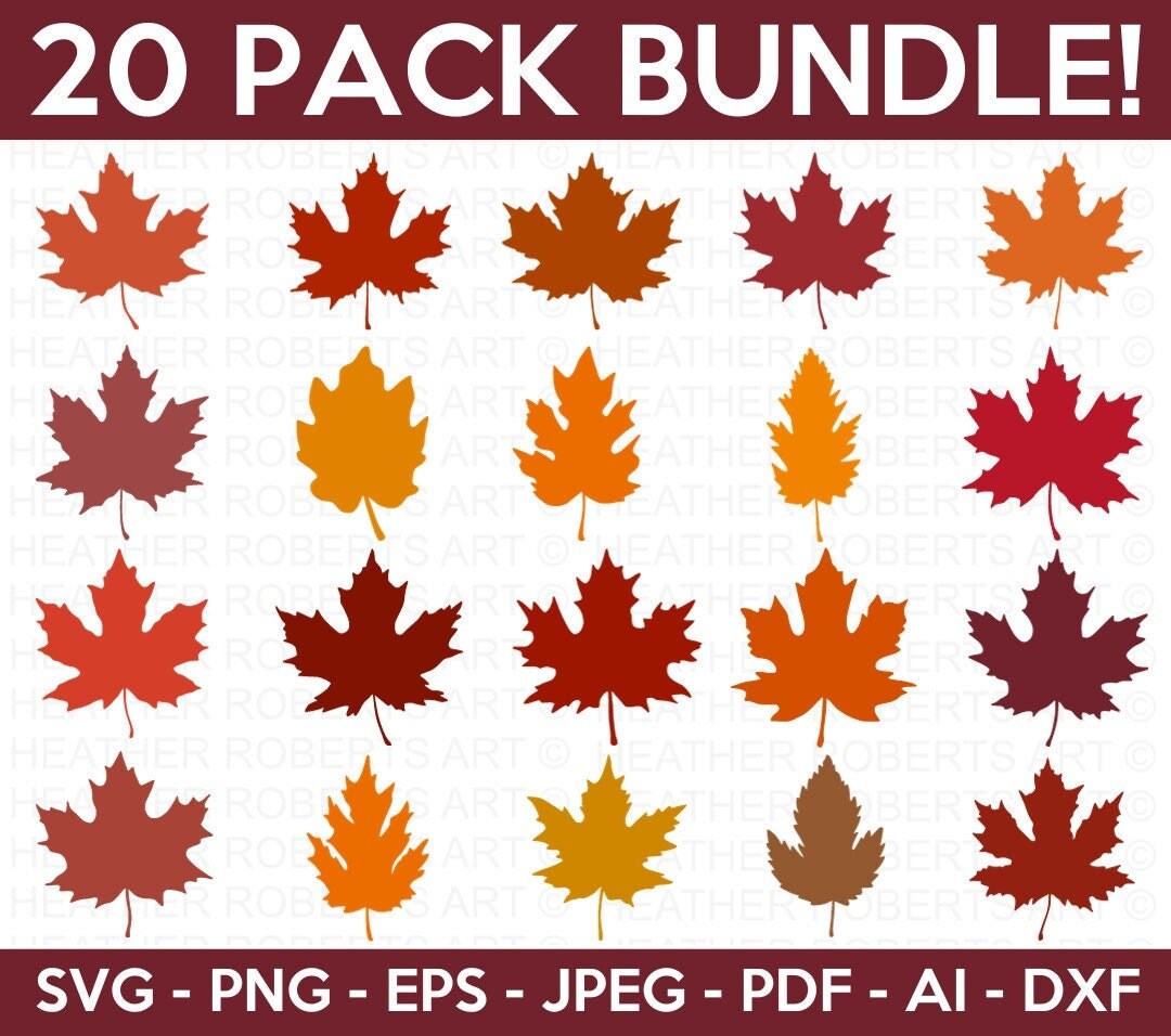 Fall Leaves SVG Bundle, Fall Cliparts SVG Bundle, Maple Lea | Inspire ...