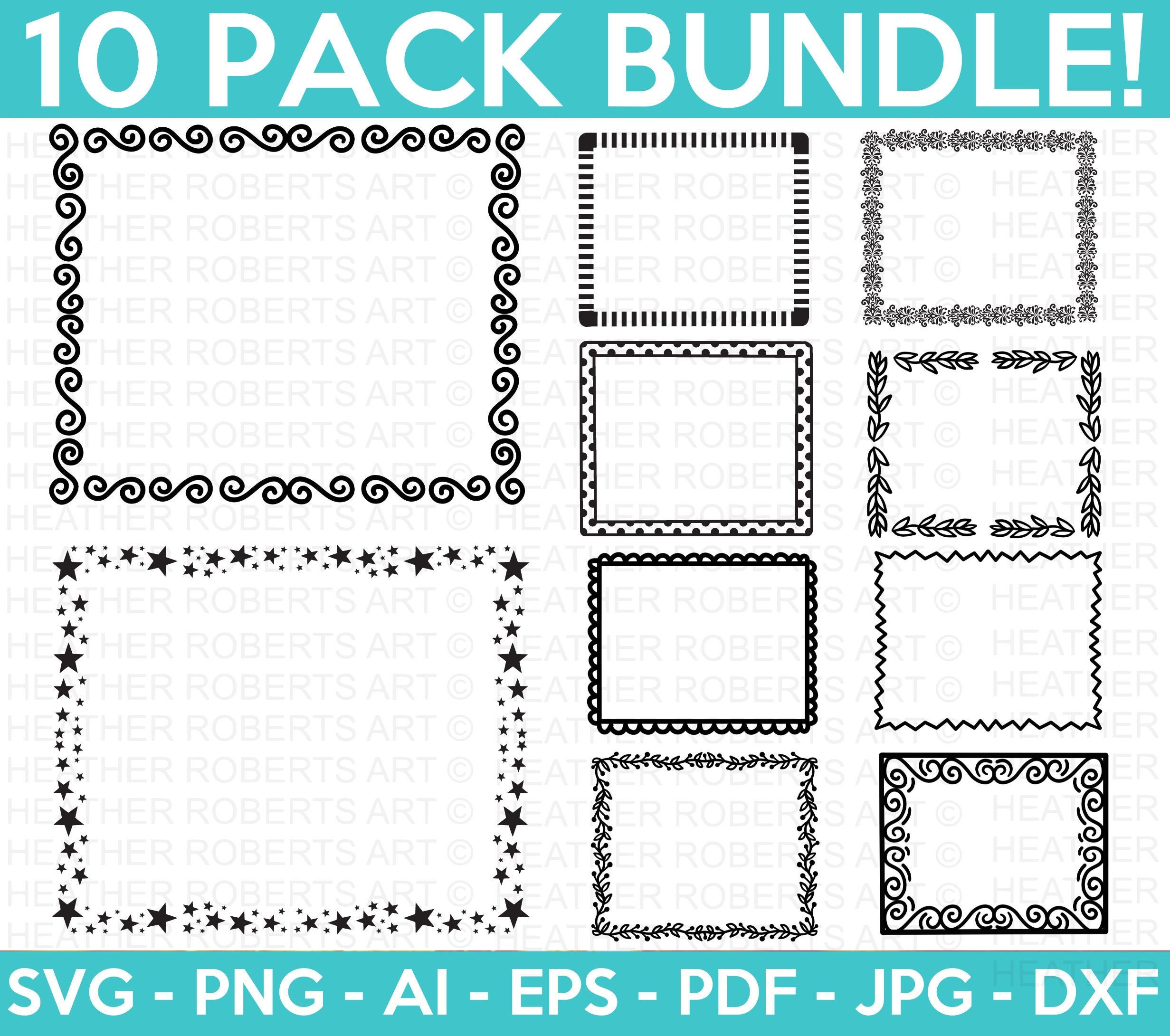 Frame Border SVG Bundle, Square Frames SVG, Fancy Borders SV | Inspire ...