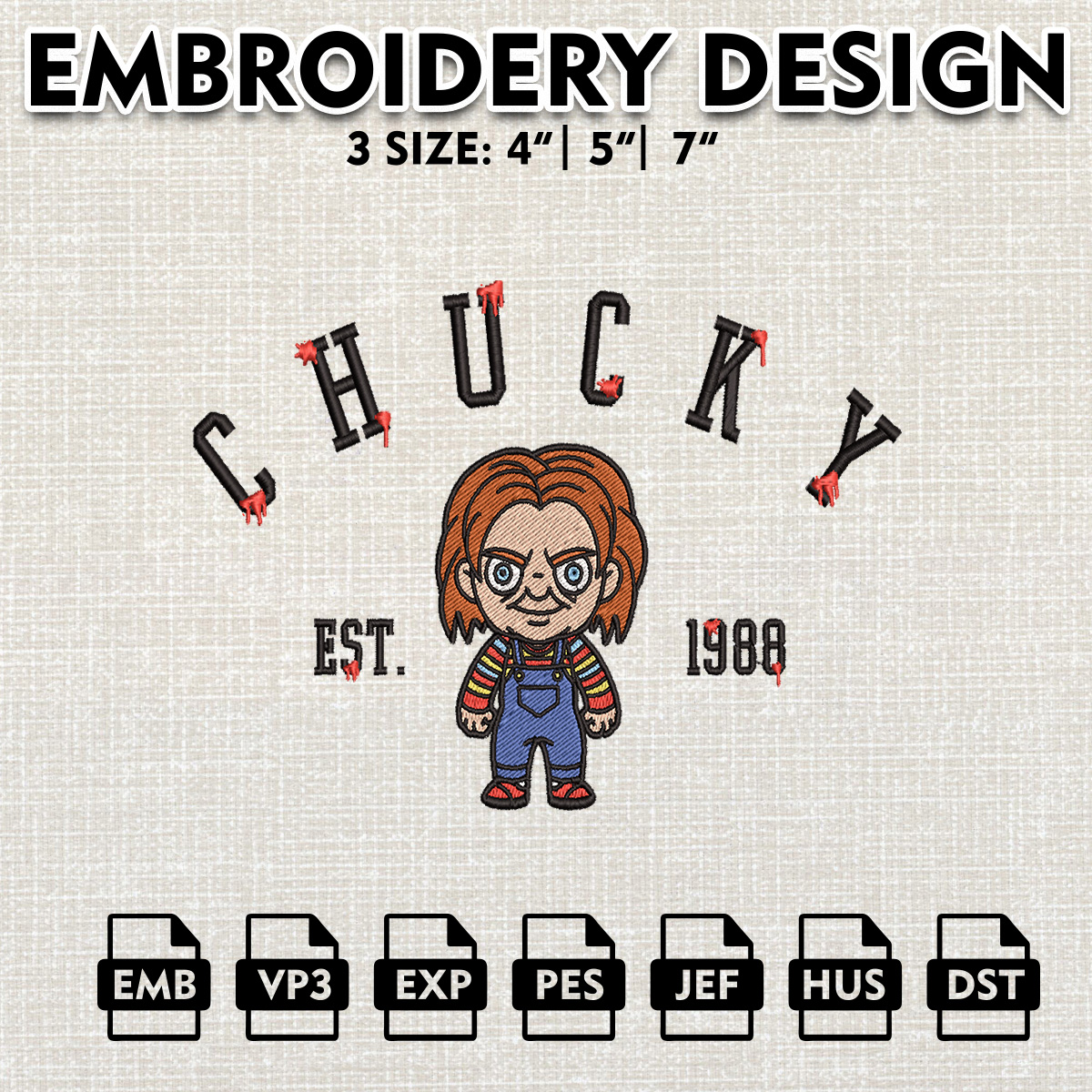 Chucky Est Embroidery files Halloween Machine Embroidery Pat - Inspire ...
