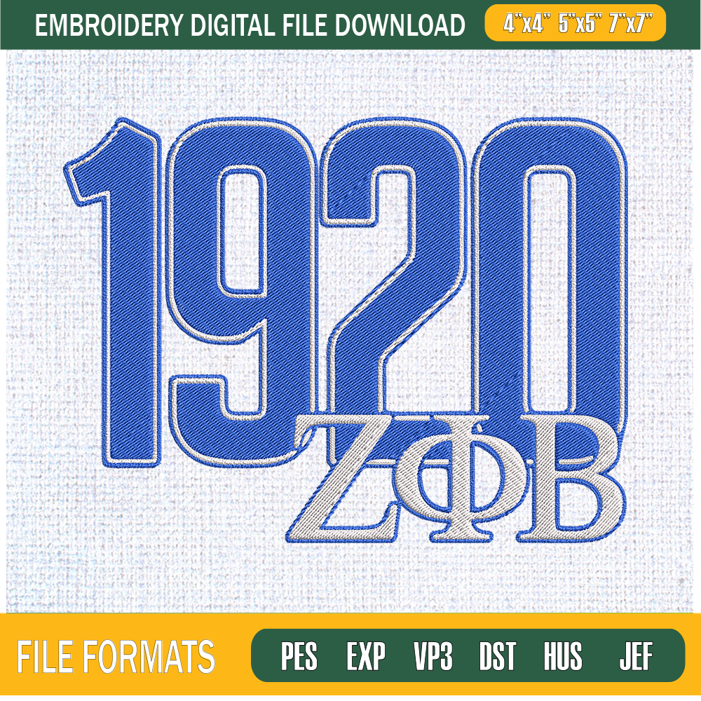 1920 Zeta Phi Beta Embroidery Designs, Historically Black Co - Inspire ...