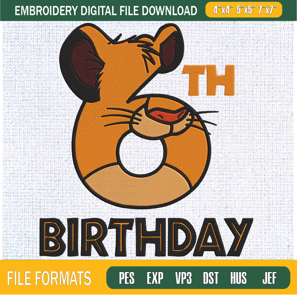6th Birthday Lion King Embroidery Designs, Birthday Machine - Inspire ...