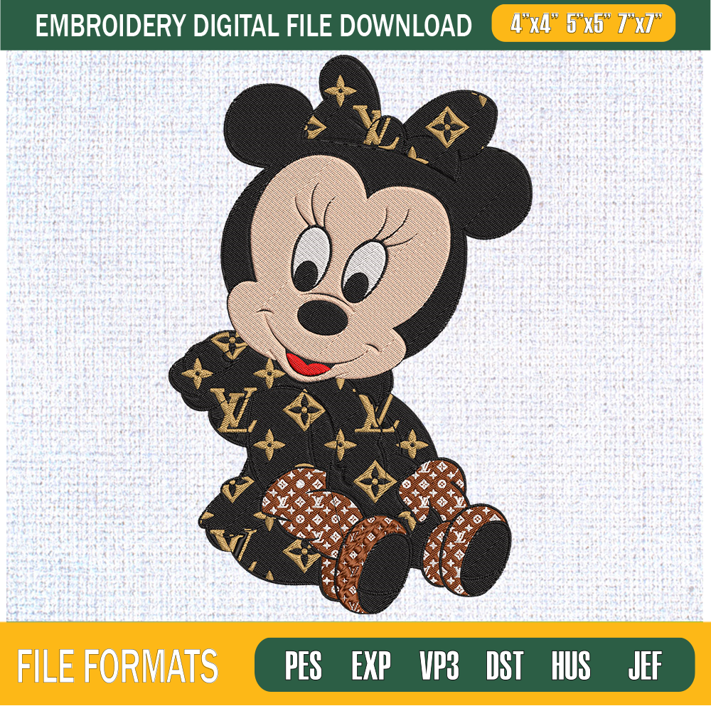 Baby Minnie Mouse Louis Vuitton Embroidery Designs, Disney M | Inspire ...
