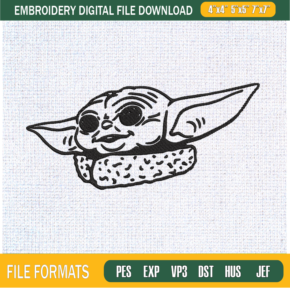 Baby Yoda Outline Embroidery Designs, Baby Yoda Machine Embr | Inspire ...