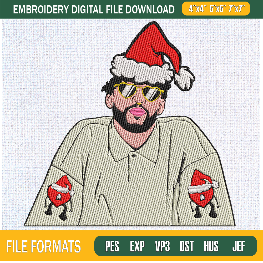 Bad Bunny Christmas Embroidery Designs, Christmas Machine Em | Inspire ...