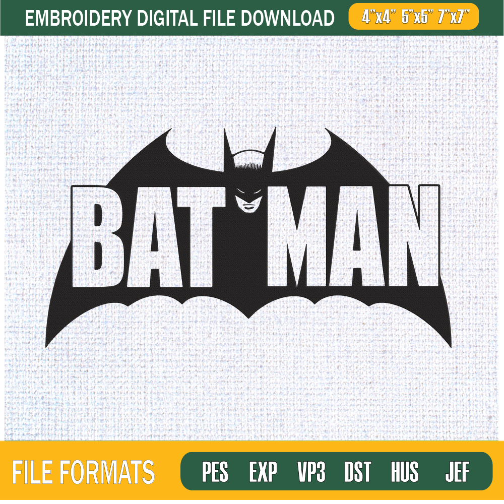 Bat Man Logo Embroidery Designs, Dc Comic Machine Embroidery | Inspire ...