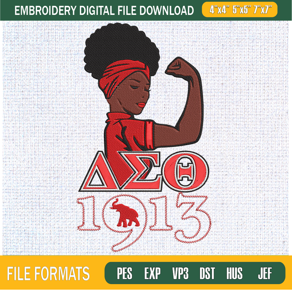 Delta Sigma Theta 1913 Afro Girl Embroidery Designs, Histori - Inspire ...