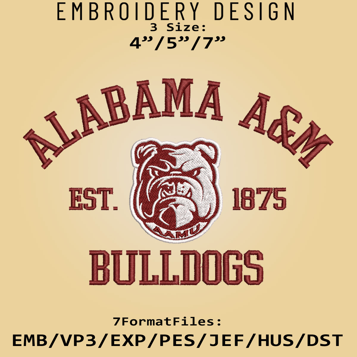 Alabama AM Bulldogs embroidery design, NCAA Logo Embroidery | Inspire ...