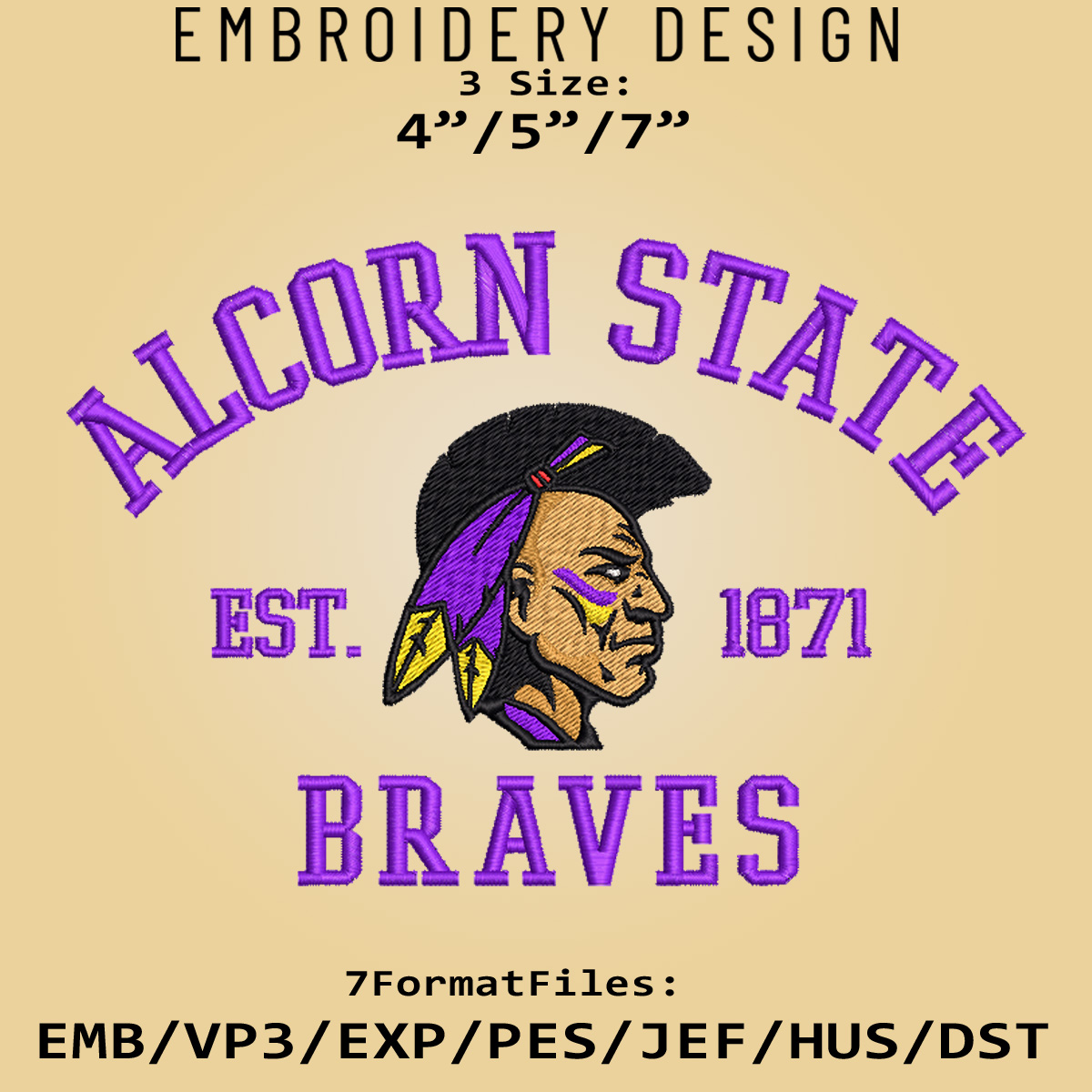 Alcorn State Braves embroidery design, NCAA Logo Embroidery - Inspire ...
