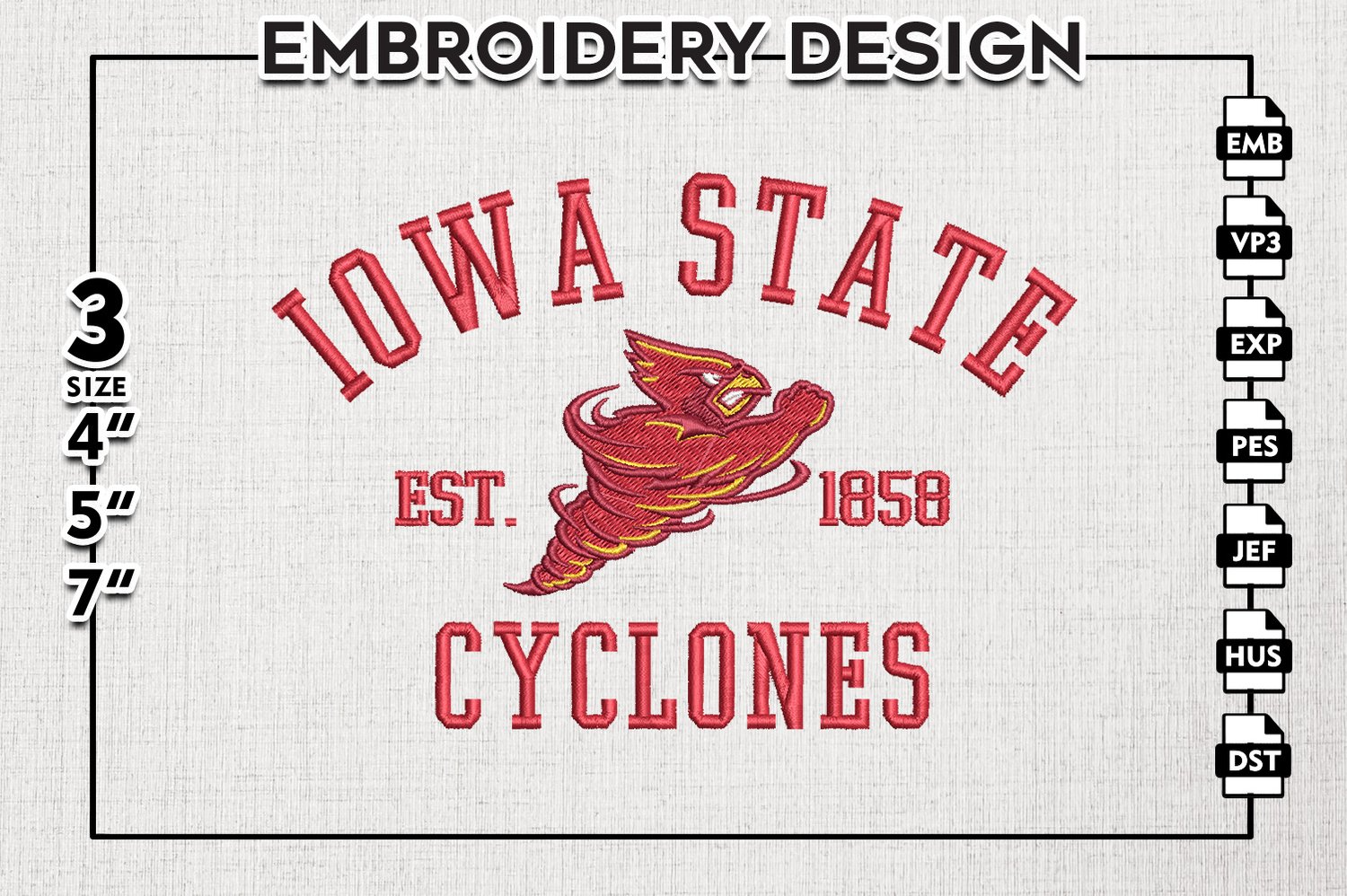 Iowa State Cyclones Est Logo Embroidery Designs, NCAA Iowa S | Inspire ...