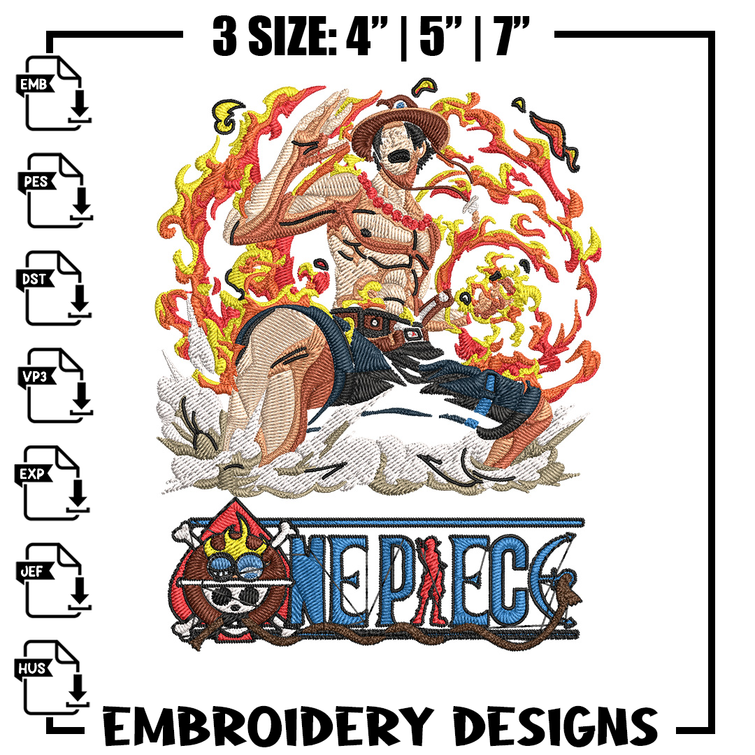 Ace Poster Embroidery Design,One piece Embroidery, Embroider | Inspire ...