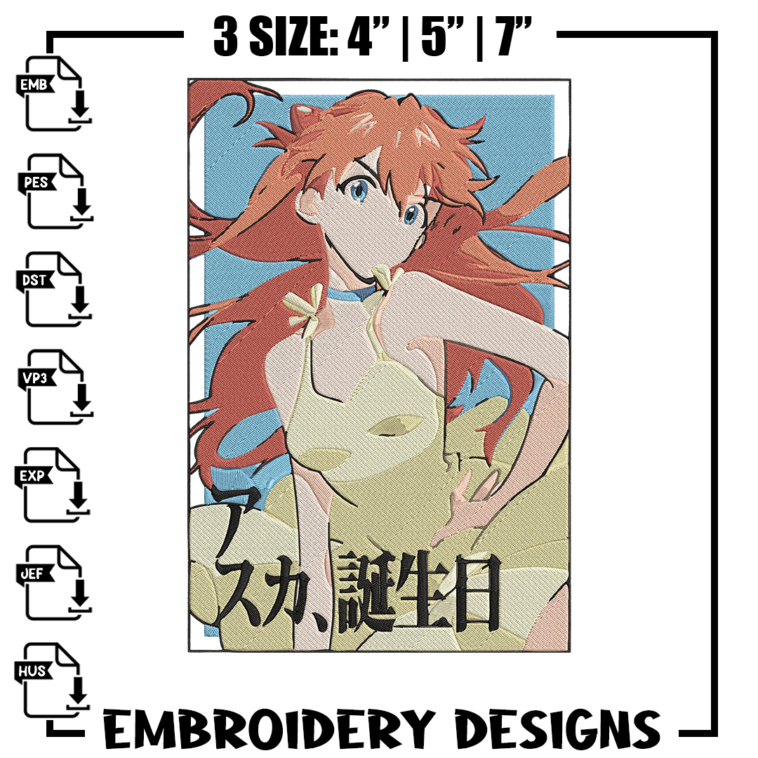 Asuka poster Embroidery Design, Evangelion Embroidery, Embro | Inspire ...