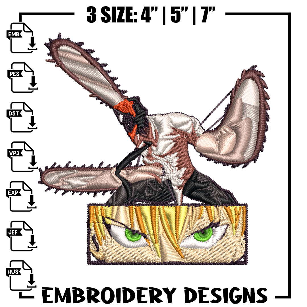 Chainsaw Embroidery Design, Chainsaw man Embroidery, Embroid | Inspire ...