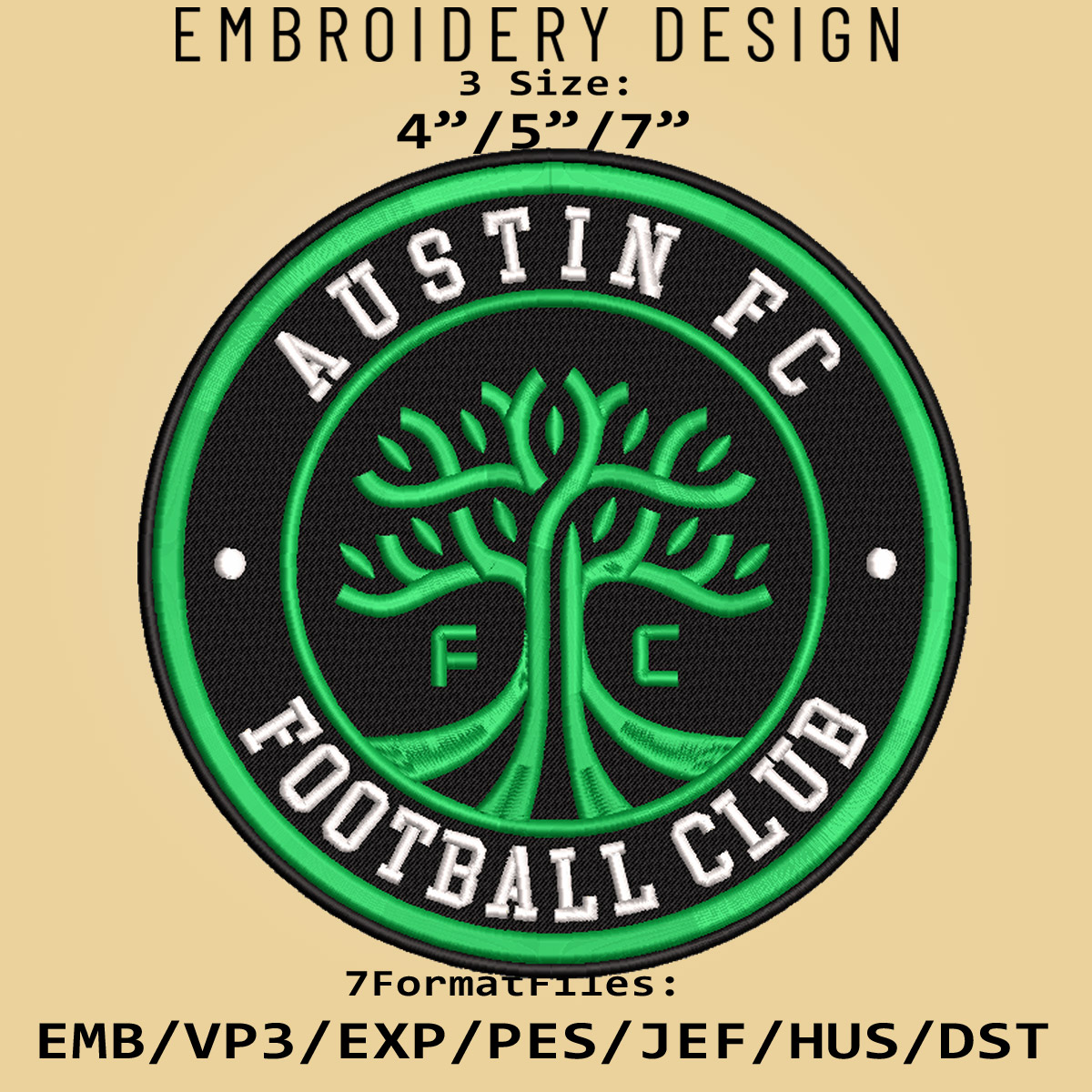 Austin FC MLS Embroidery Designs, MLS Logo Embroidery Files, | Inspire ...