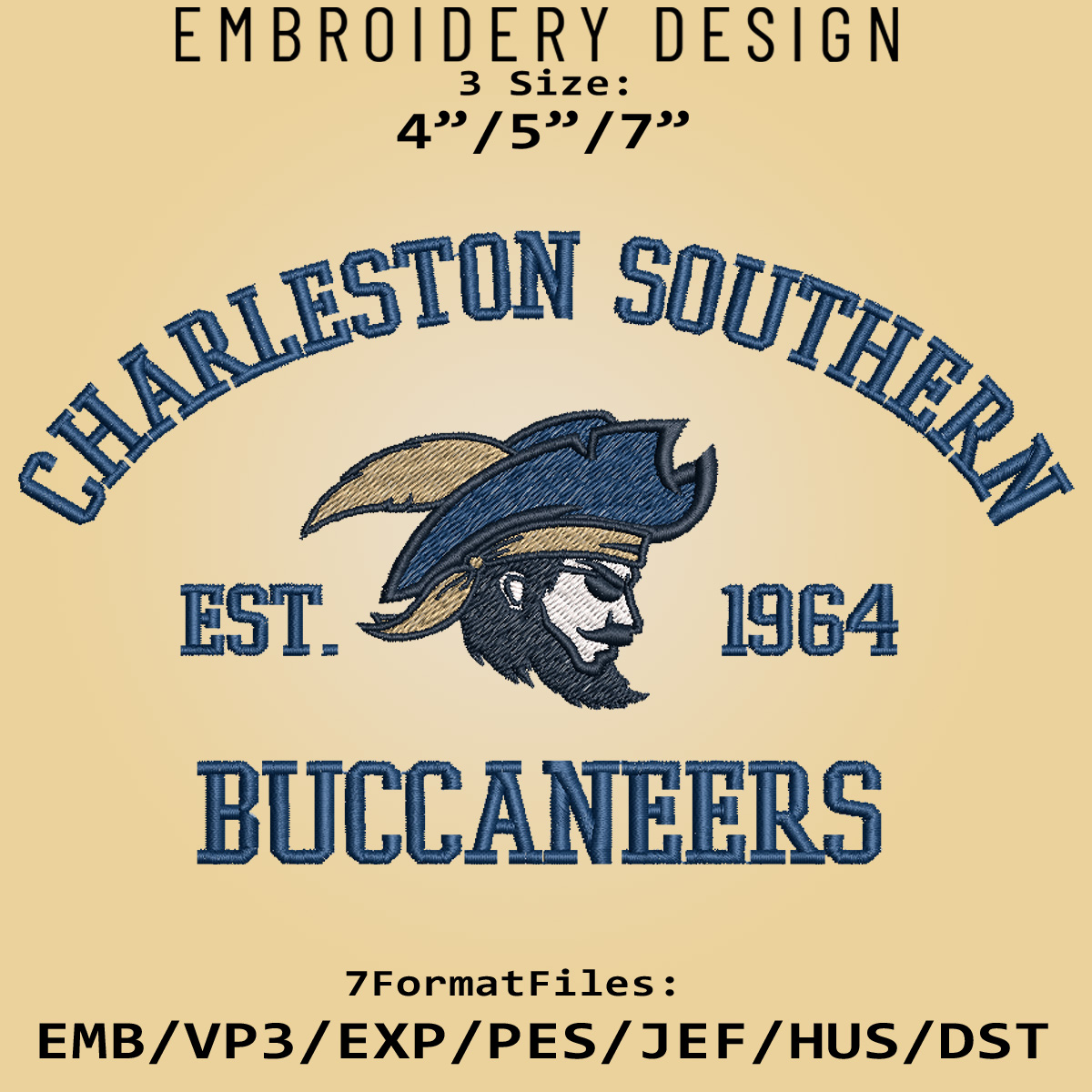 Charleston Southern Buccaneers embroidery design, NCAA Logo | Inspire Uplift