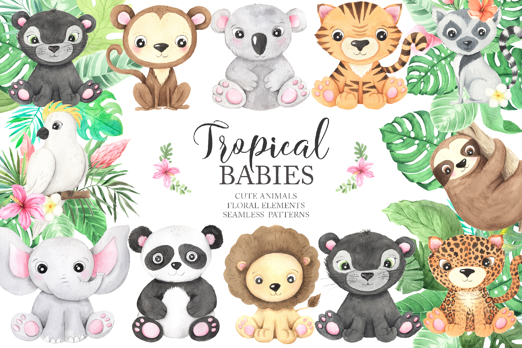 Watercolor Amazon Baby Animals Clipart, Tropical Rainforest | Inspire ...