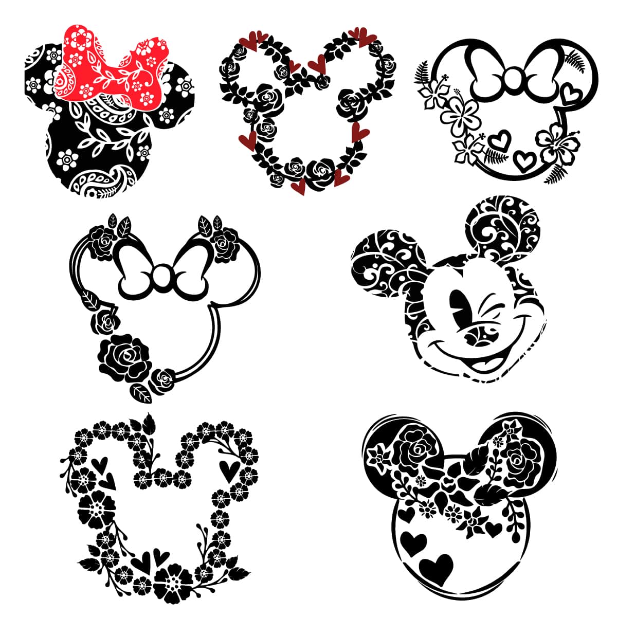 Minnie Mouse SVG Flower Disney Minnie Floral SVG Mickey SVG - Inspire ...