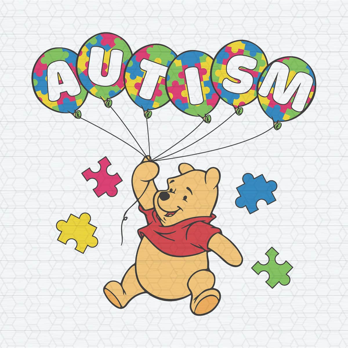 Winnie The Pooh Autism Bear Balloon SVG | Inspire Uplift