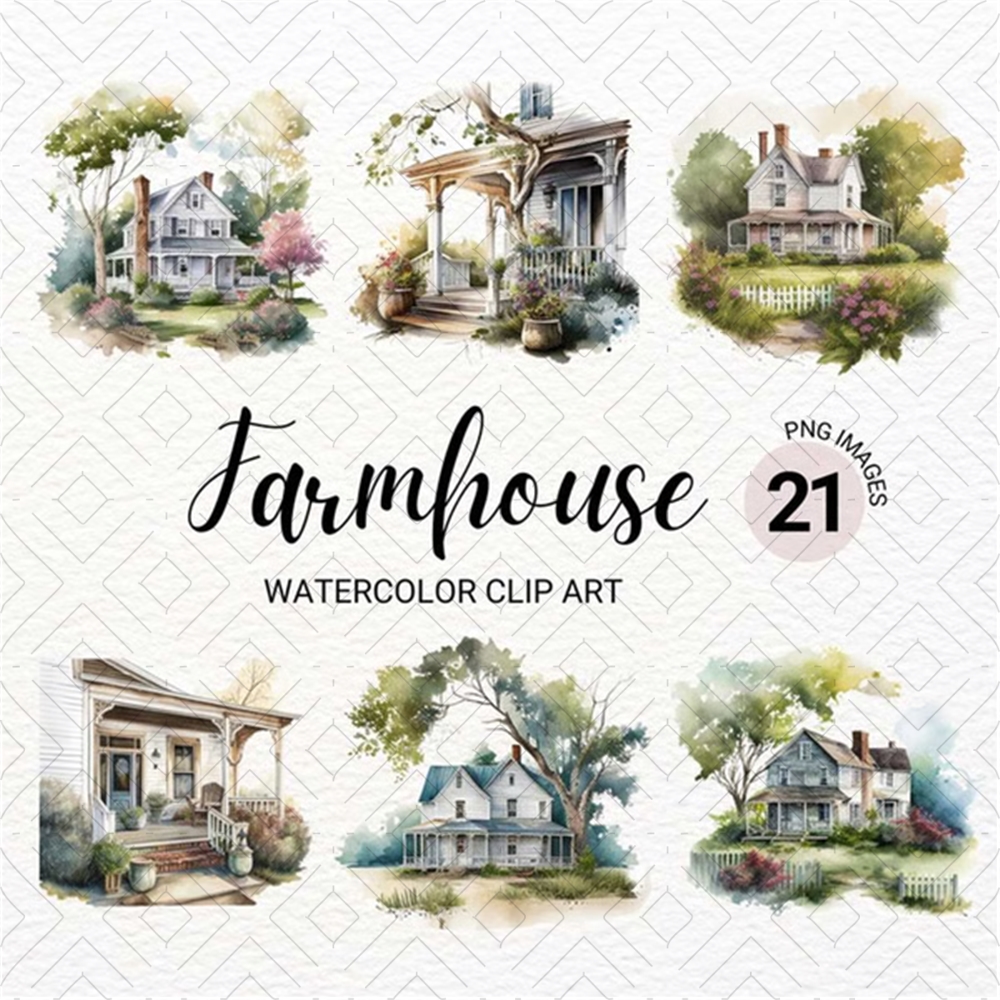 Farmhouse PNG | Farmhouse Front Porch Watercolor Clipart | S | Inspire ...