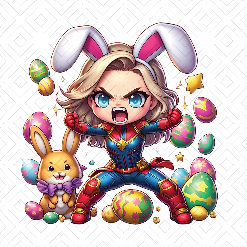 Angry Chibi Captain Marvel Happy Easter Eggs PNG | Inspire Uplift