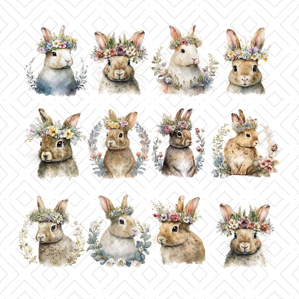 Spring Bunny Clipart | Easter Bunny Clipart | Floral Bunny | - Inspire ...