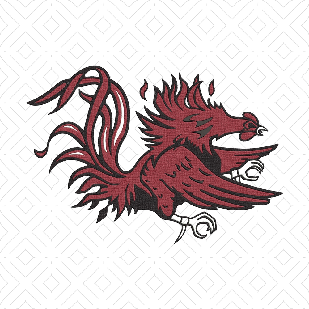 Gamecock mascot embroidery design, | Inspire Uplift