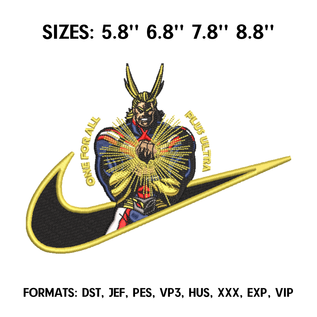 All Might Embroidery Design File, My Hero Academia Anime Emb - Inspire ...