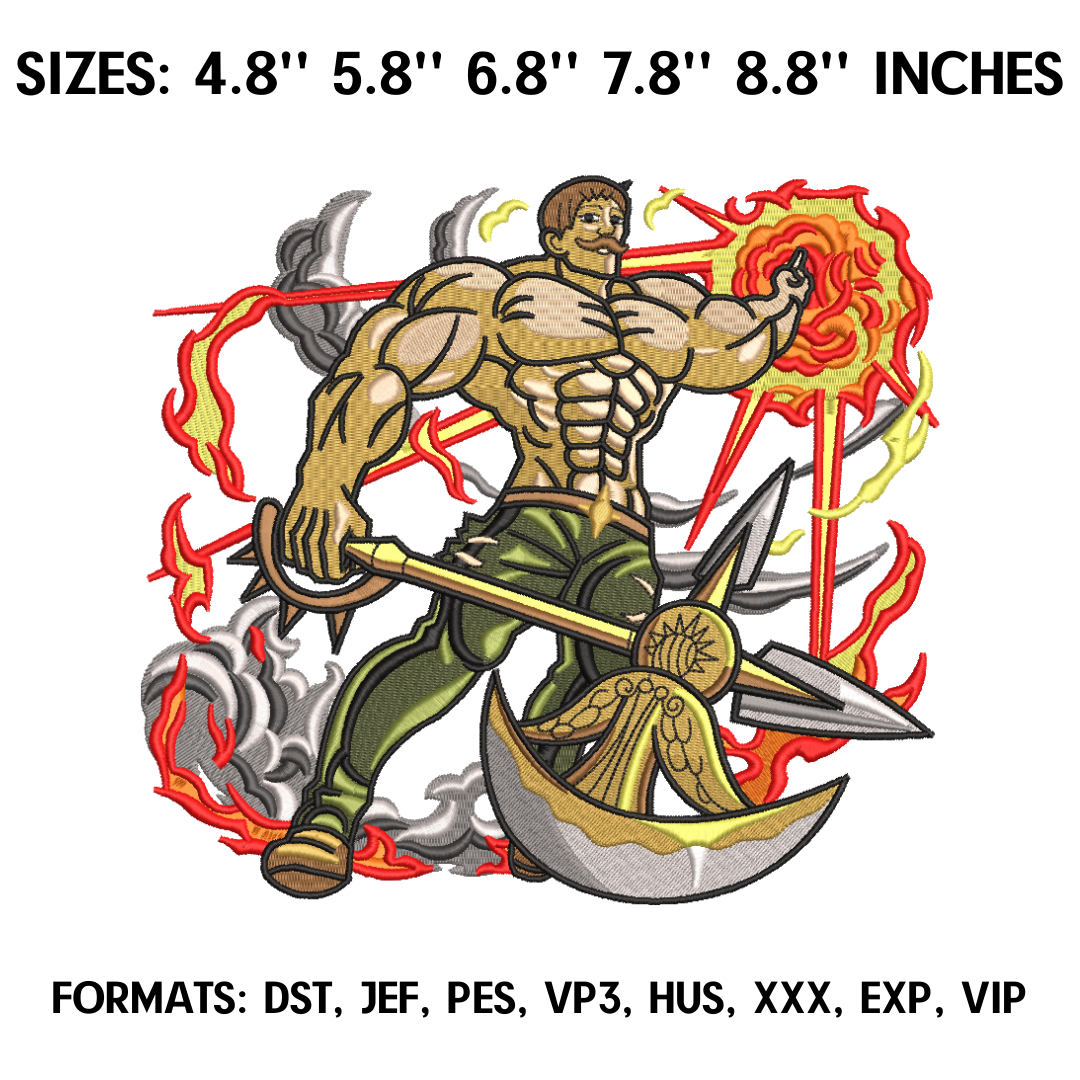Escanor Embroidery Design File, Seven deadly sins Anime Embr | Inspire ...
