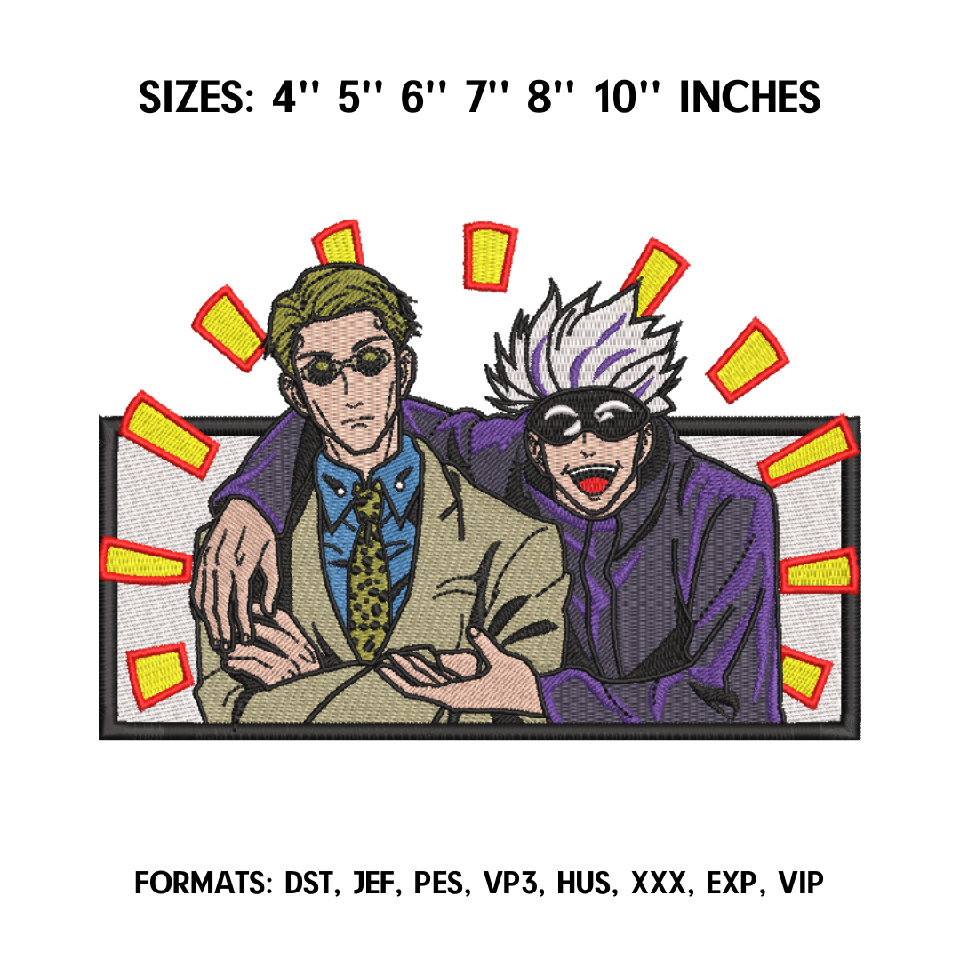 Gojo and Nanami Kento embroidery design, Jujutsu Kaisen Anim | Inspire ...