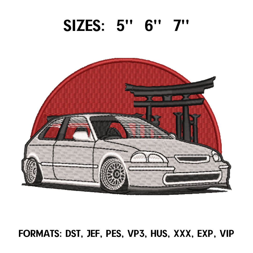 Honda Civic Embroidery Design File, Machine Embroidery, Car | Inspire ...