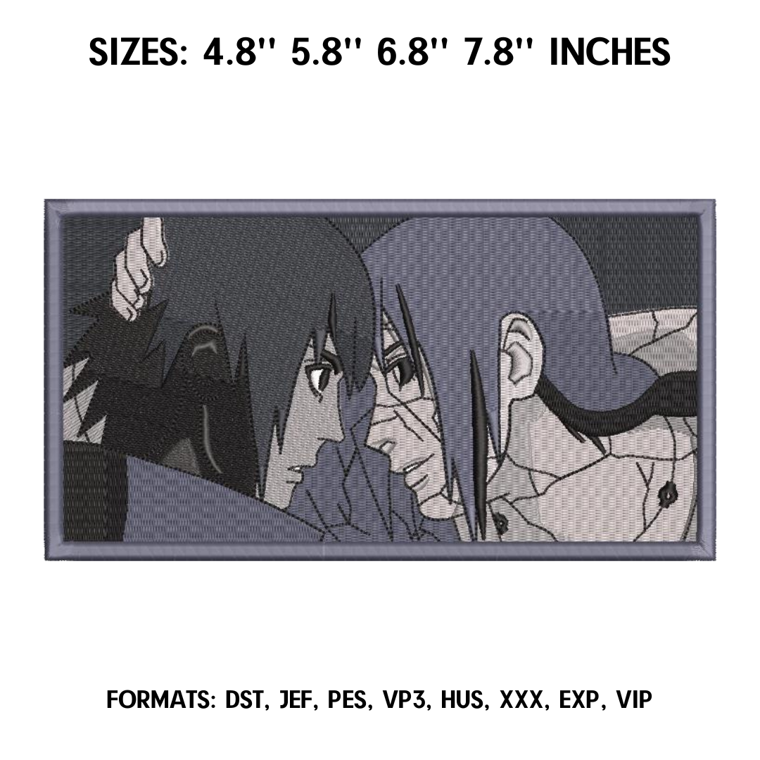 Itachi Uchiha Sasuke Embroidery design file. Anime embroider - Inspire ...