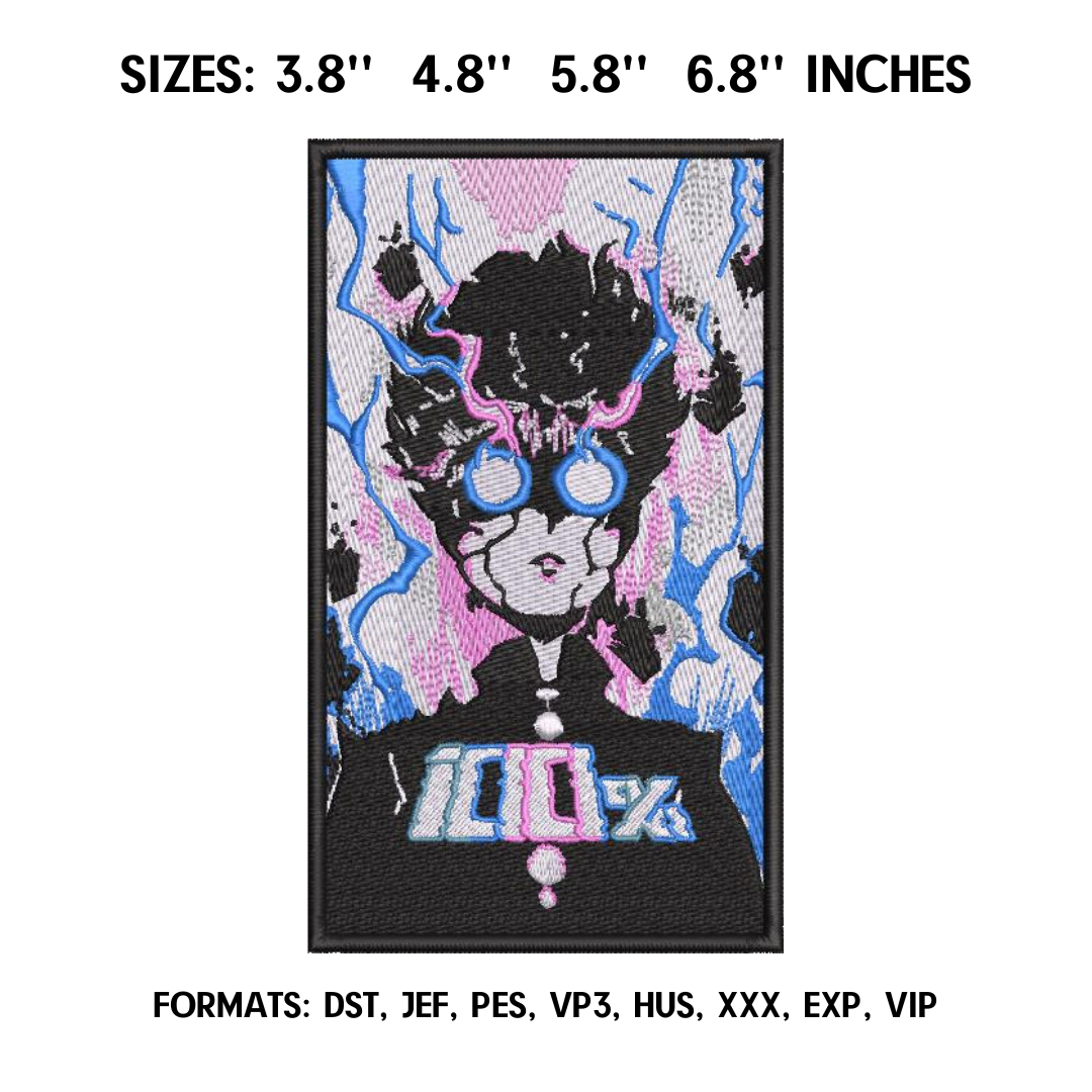 Mob Psycho 100 Embroidery Design File Kageyama Shigeo Anime | Inspire ...