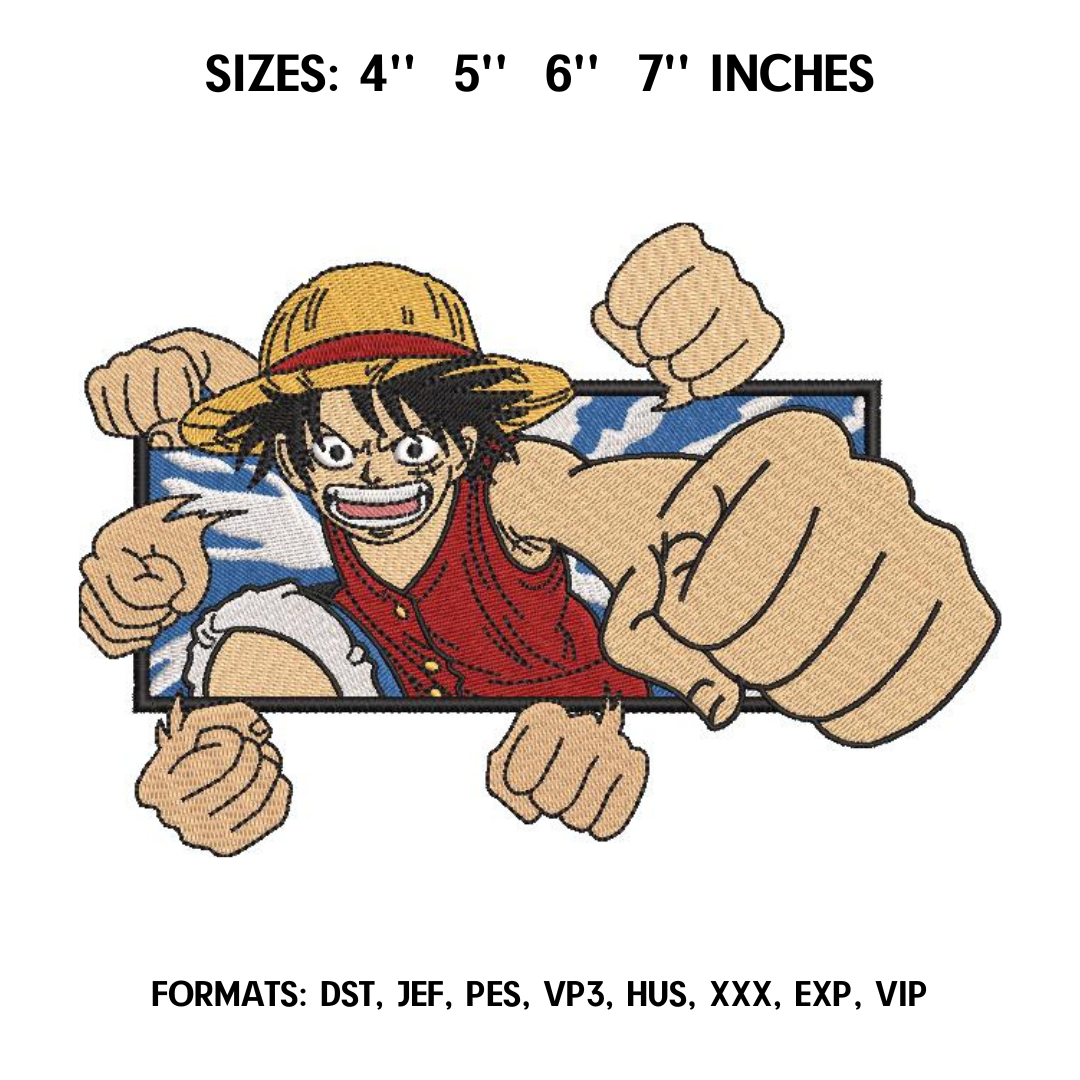 Monkey D Luffy Embroidery Design File One Piece Anime Embro - Inspire ...