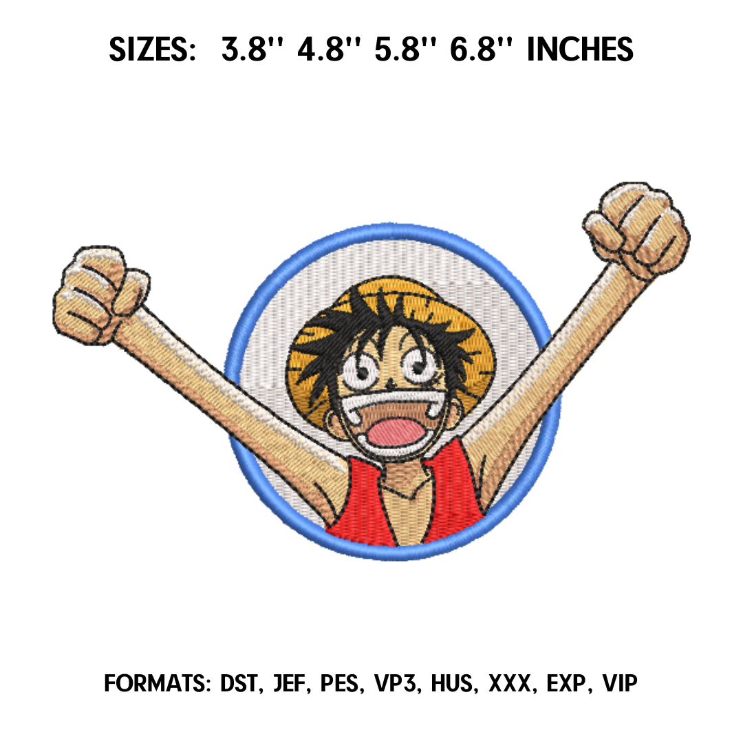 Monkey D Luffy Embroidery Design File, One Piece Anime Embro | Inspire ...