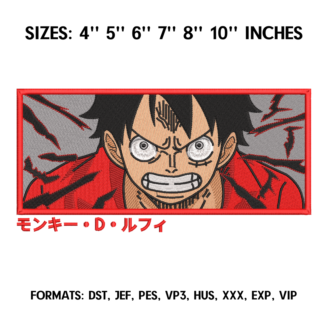 Monkey D Luffy Embroidery Design File, One Piece Anime Embro - Inspire ...