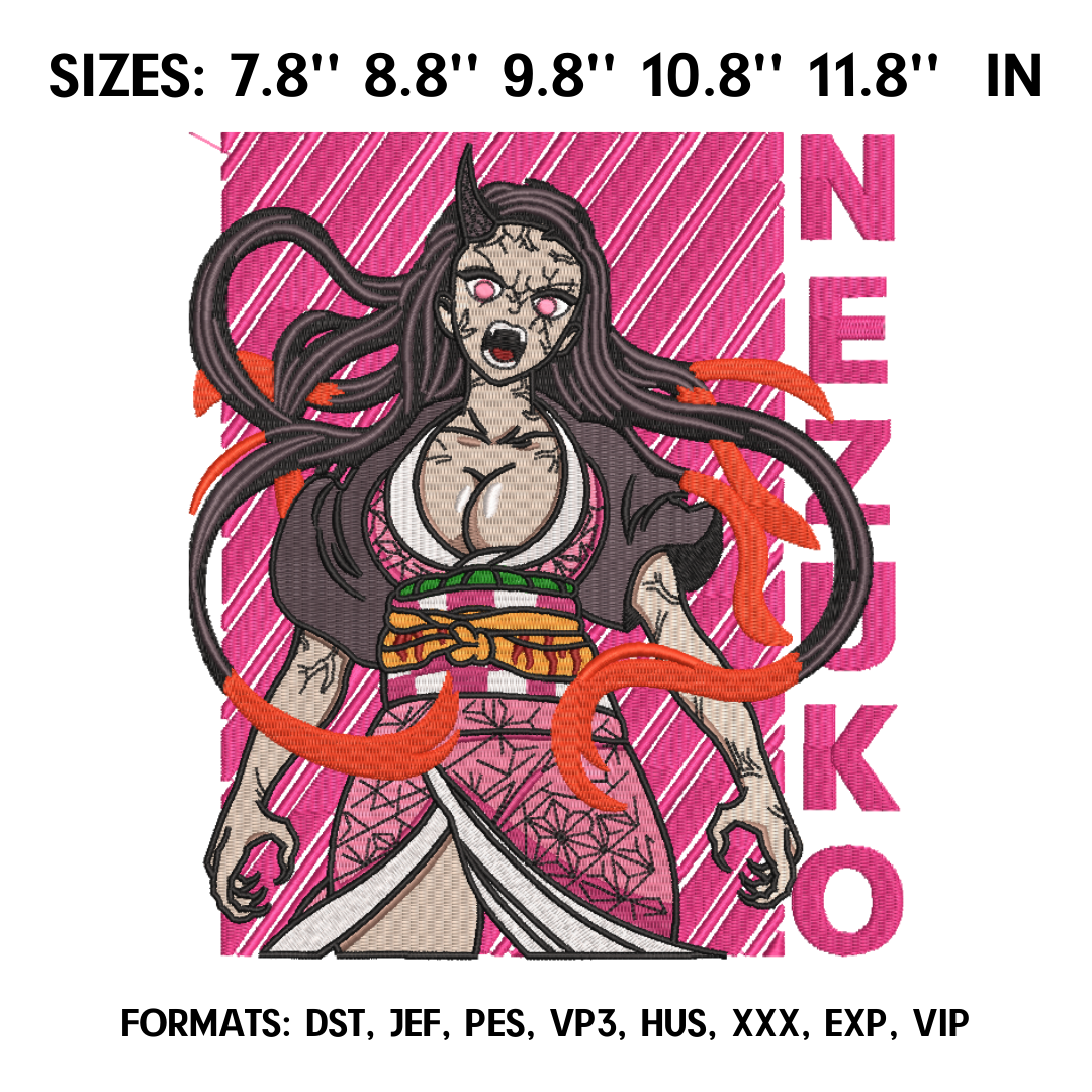 Nezuko Embroidery Design File, Kimetsu no yaiba Anime Embroi | Inspire ...
