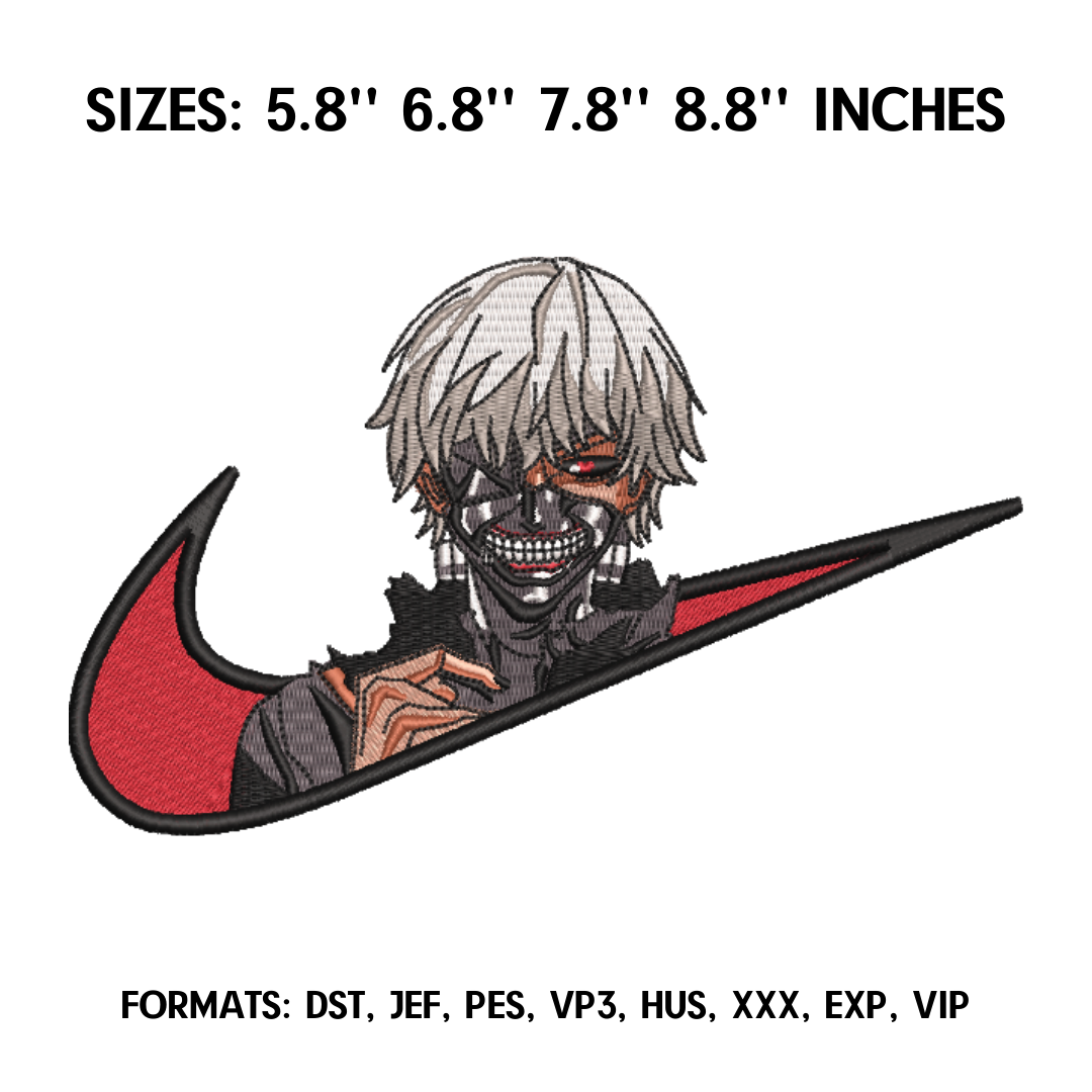 Nike Ken Kaneki Embroidery Design File, Tokyo Ghoul Anime Em | Inspire ...