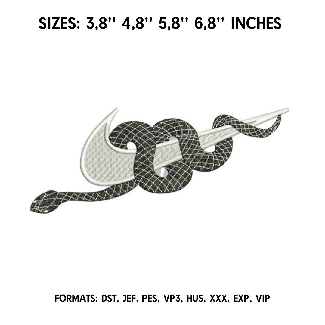 Nike Snake Embroidery design file pes. Anime embroidery desi | Inspire ...