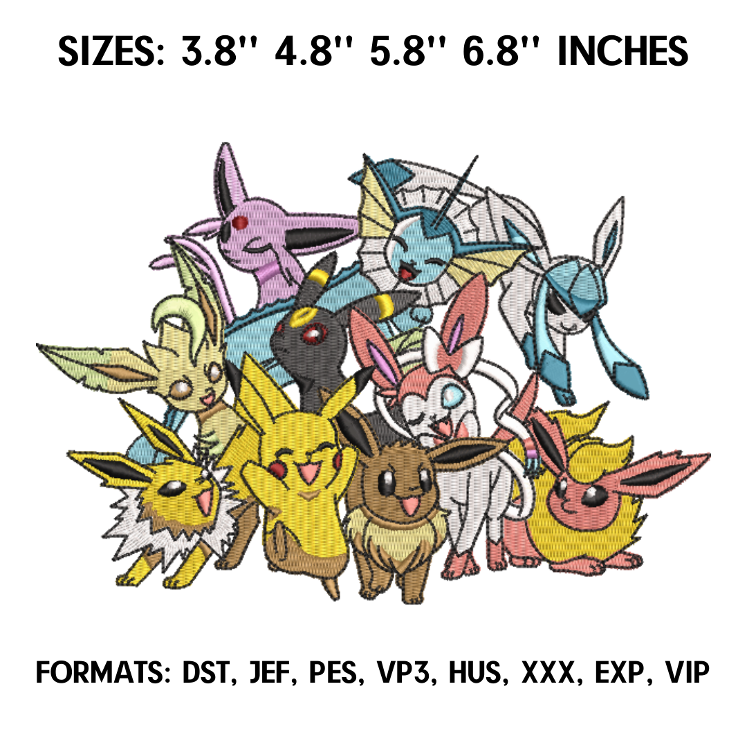 Pokemon Group Embroidery Design File, Pokemon Anime Embroide | Inspire ...