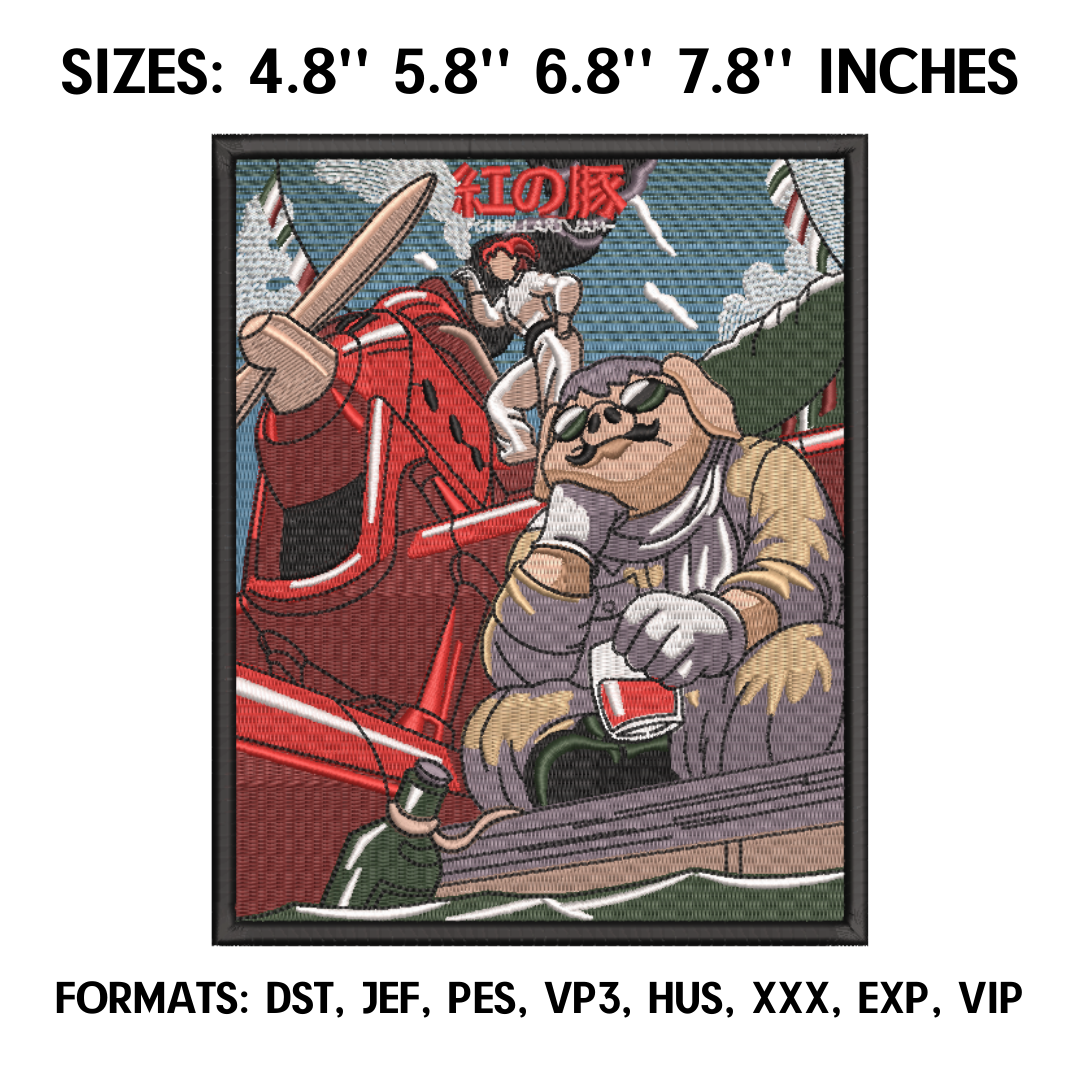 Porco Rosso Embroidery Design File, Studio Ghibli Anime Embr | Inspire ...