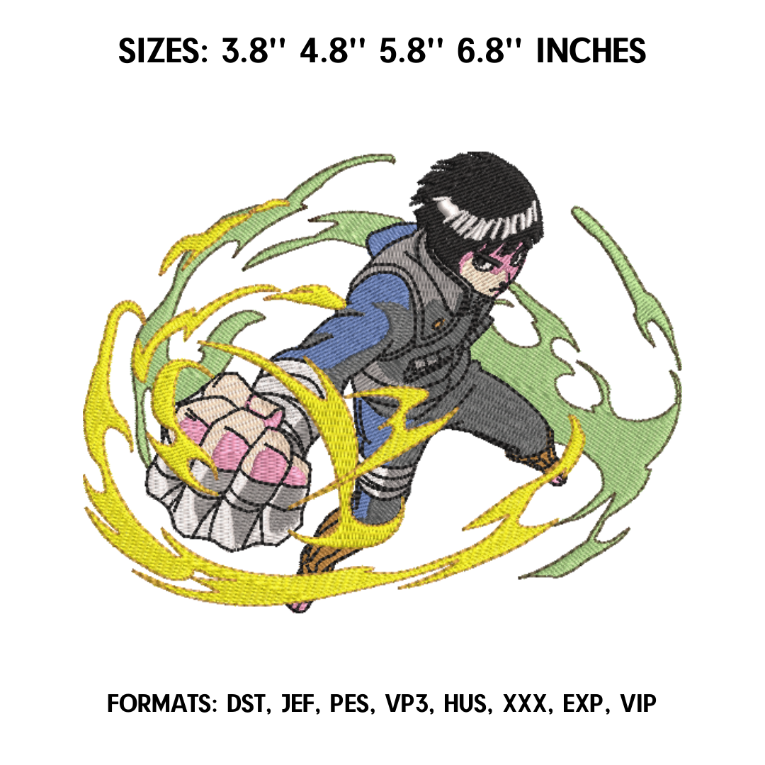 Rock Lee Embroidery Design File, Naruto Anime Embroidery Des | Inspire ...
