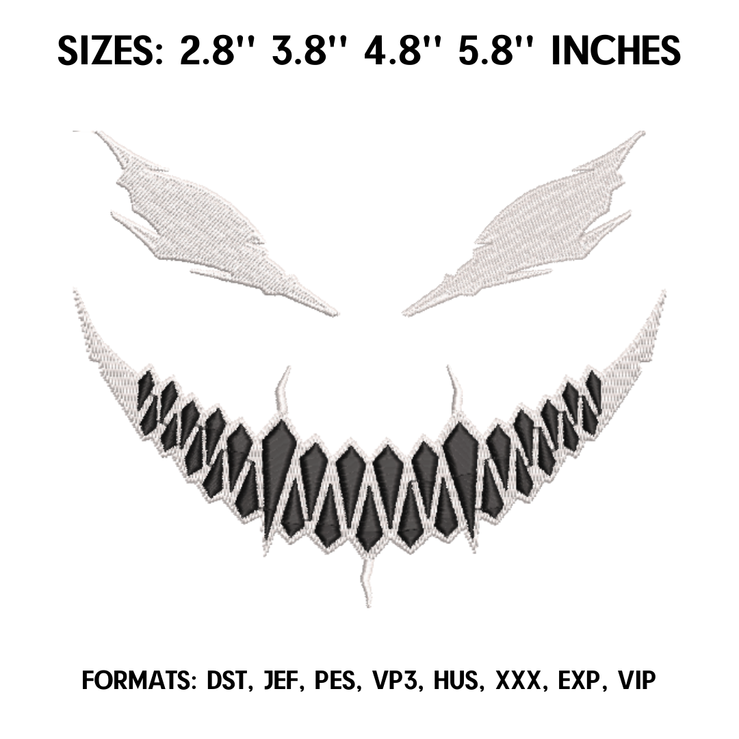Scary Face Embroidery Design File, Machine Embroidery design | Inspire ...