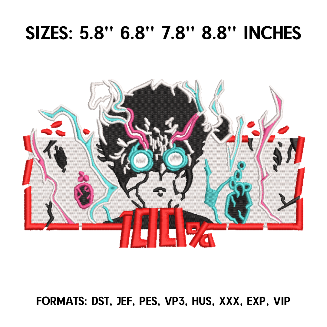 Shigeo Kageyama Embroidery Design File, Mob Psycho 100 Anime - Inspire ...